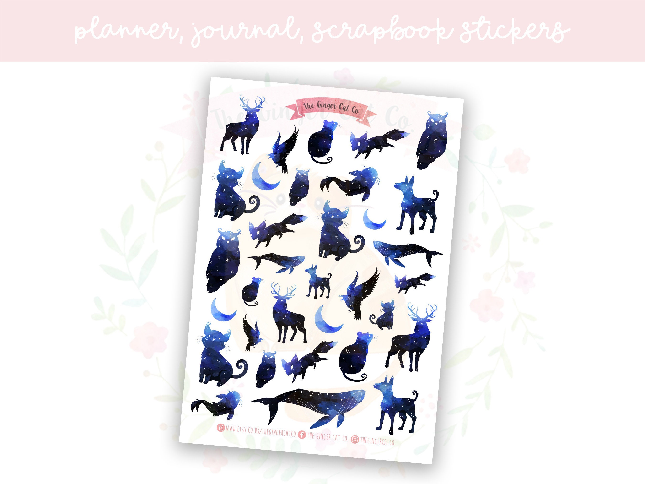 Embellishments Galaxy Animals Bujo Sticker 2867 Space Silhouettes ...