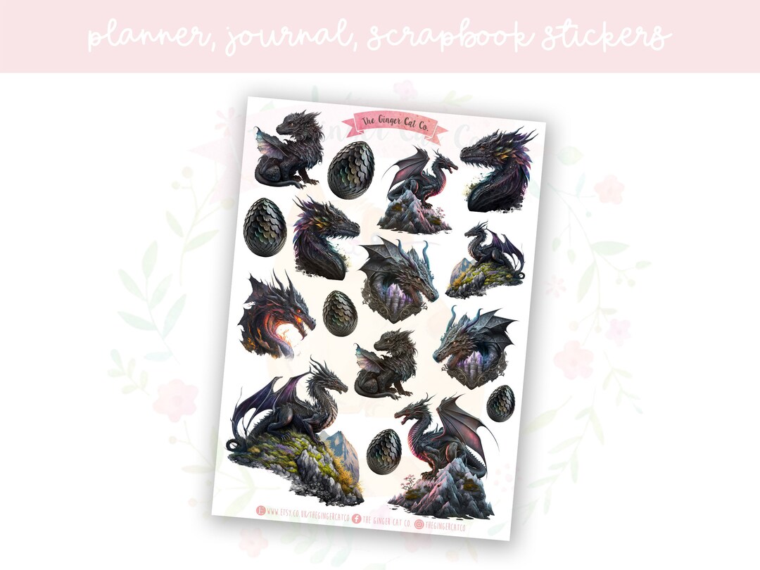 Black Dragon Planner Stickers Set 1 | Fierce Mythical Journal Deco ...