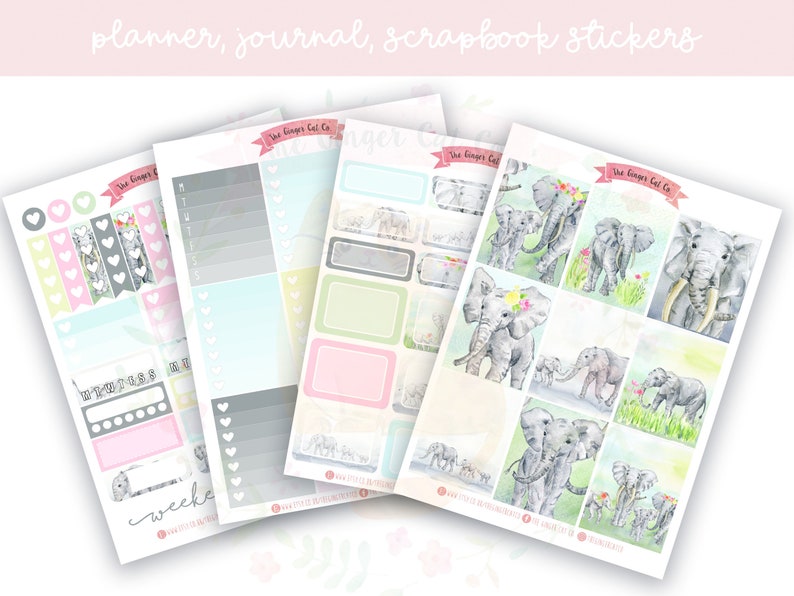 A La Carte Elephant Family Vertical Planner Journaling - Etsy UK