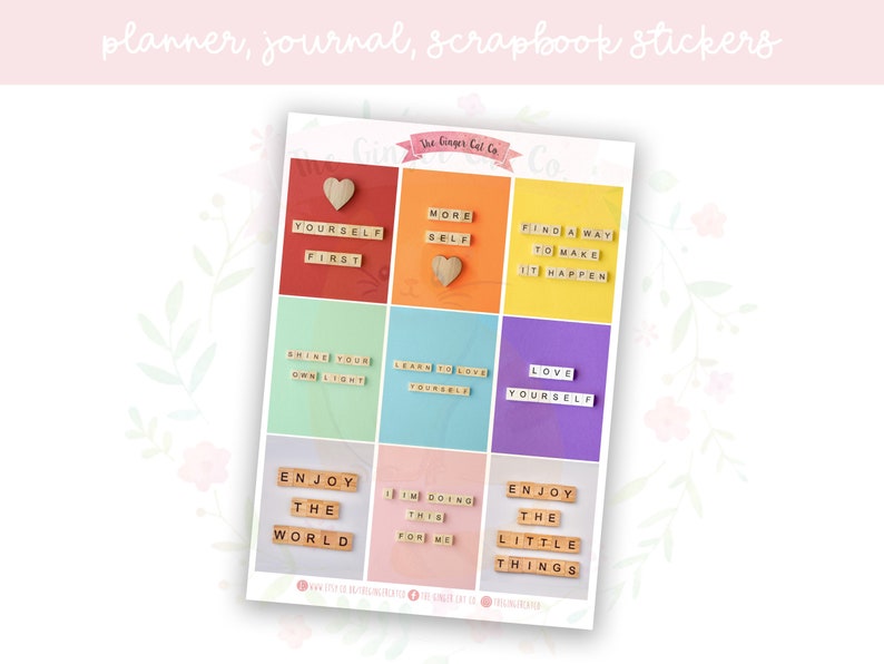 Rainbow Letter Tile Quotes Full Boxes Planner, Journaling, Scrapbook ...