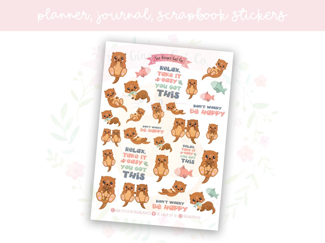 Otter Planner Sticker Sheet | Decorative Stickers | Journal Stickers ...