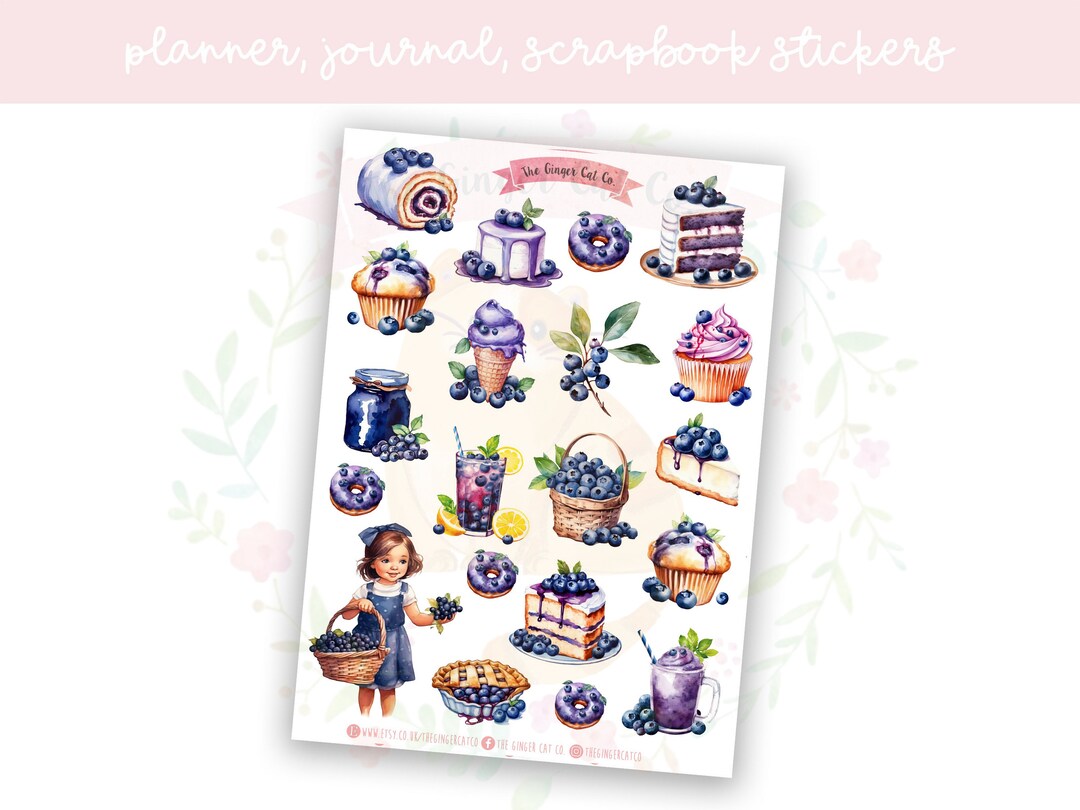 Blueberry Planner Sticker Sheet | Decorative Stickers | Journal ...