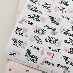 Pink Kawaii Housework/chores Planner, Journaling, Scrapbook Stickers - Etsy