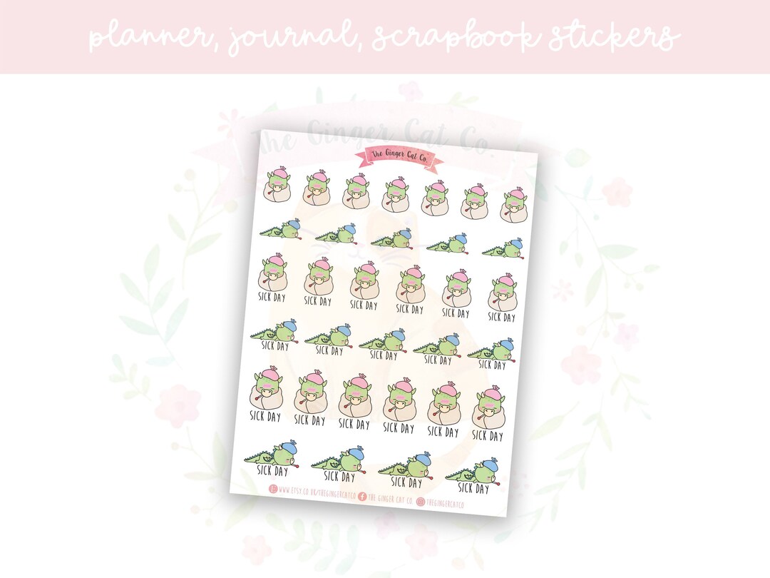 Draco the Dragon is Poorly Planner, Journaling, Scrapbook Stickers - Etsy