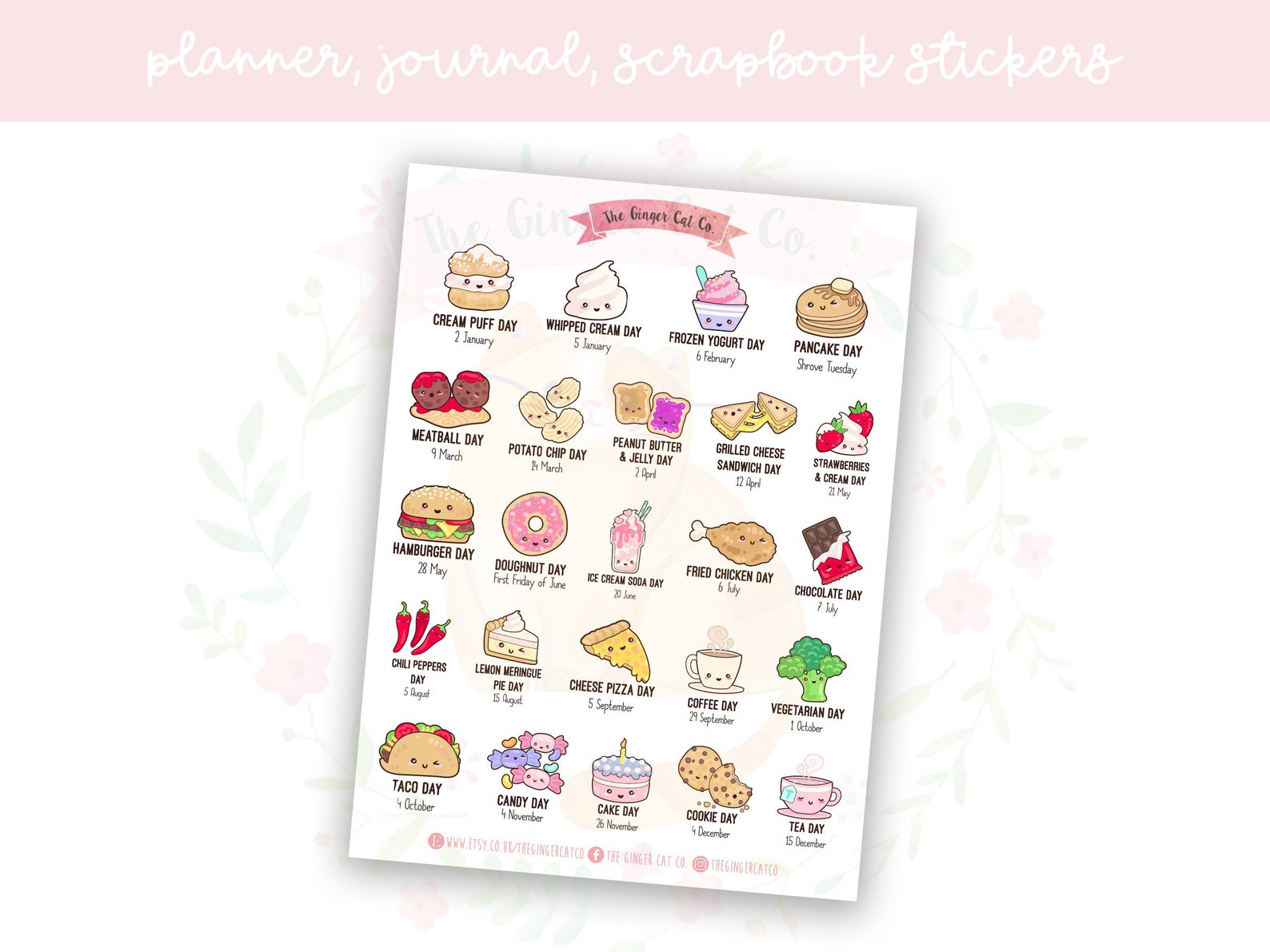 Annual Cute Food Holidays Planner Journaling Scrapbook - Etsy UK