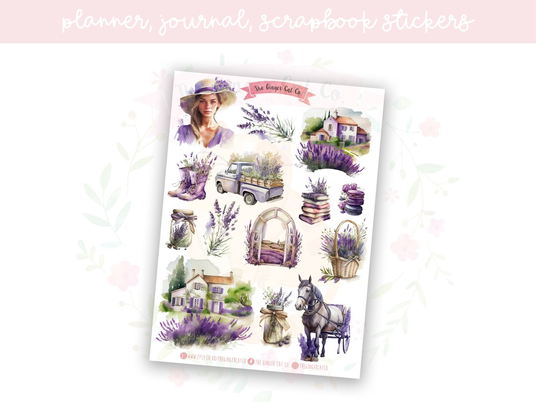 Lavender Cottagecore Planner Sticker Sheet | Decorative Stickers ...