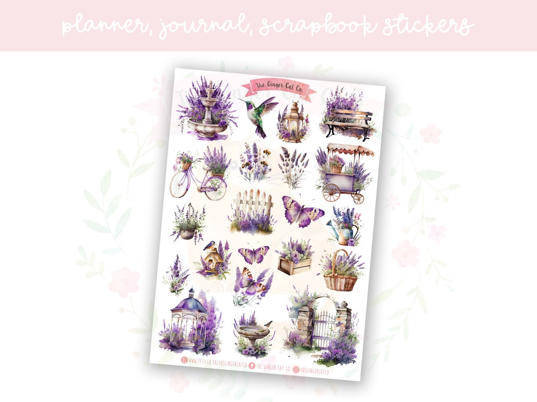 Lavender Garden Planner Sticker Sheet | Decorative Stickers | Journal ...