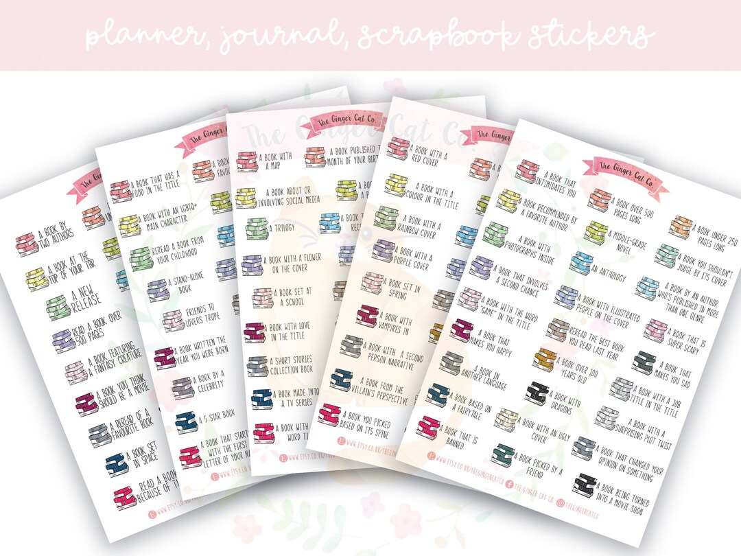 Book/reading Challenge Bundle Planner, Journaling, Scrapbook Stickers ...