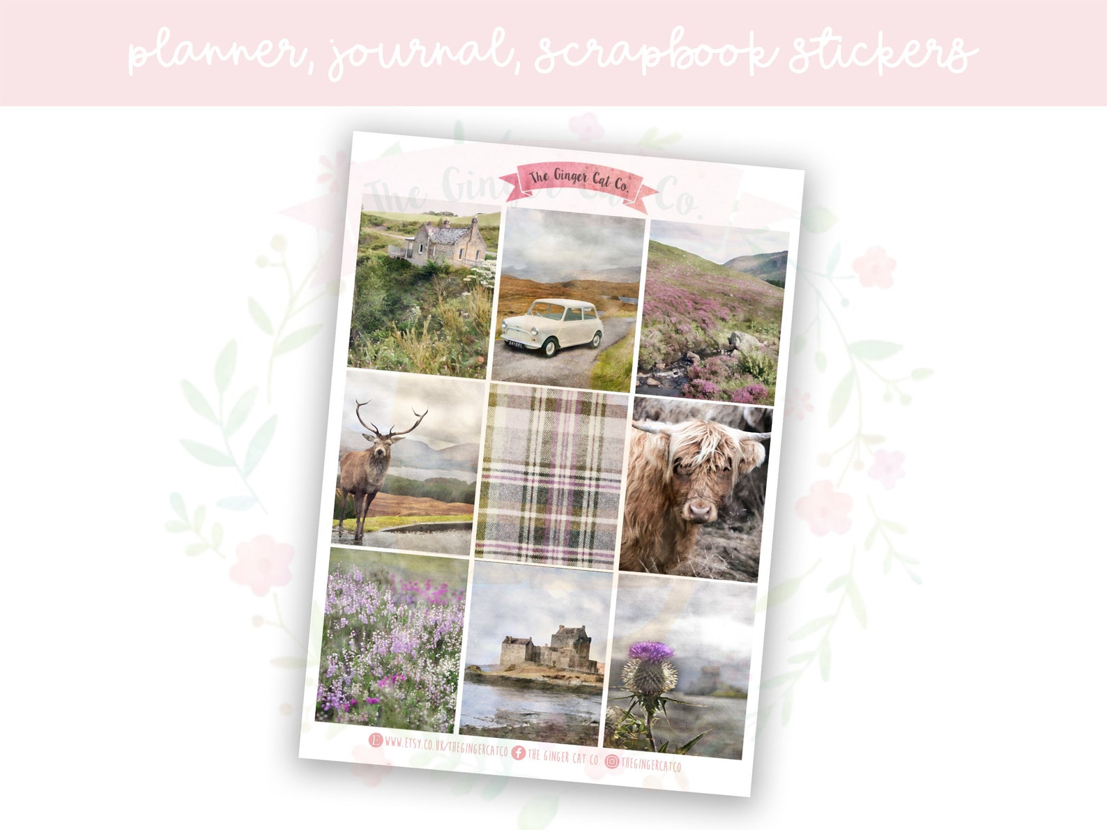 Scottish Full Boxes Decorative Journal, Scrapbook, Planner Stickers - Etsy