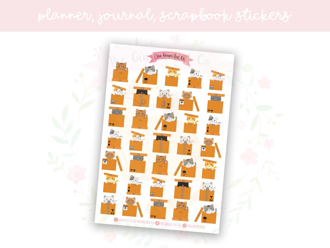 Large Happy Mail Parcel Cats Planner Sticker Sheet | Decorative ...