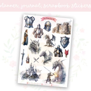 Knights & Dragons Set 1 Decorative Journal, Scrapbook, Planner Stickers ...