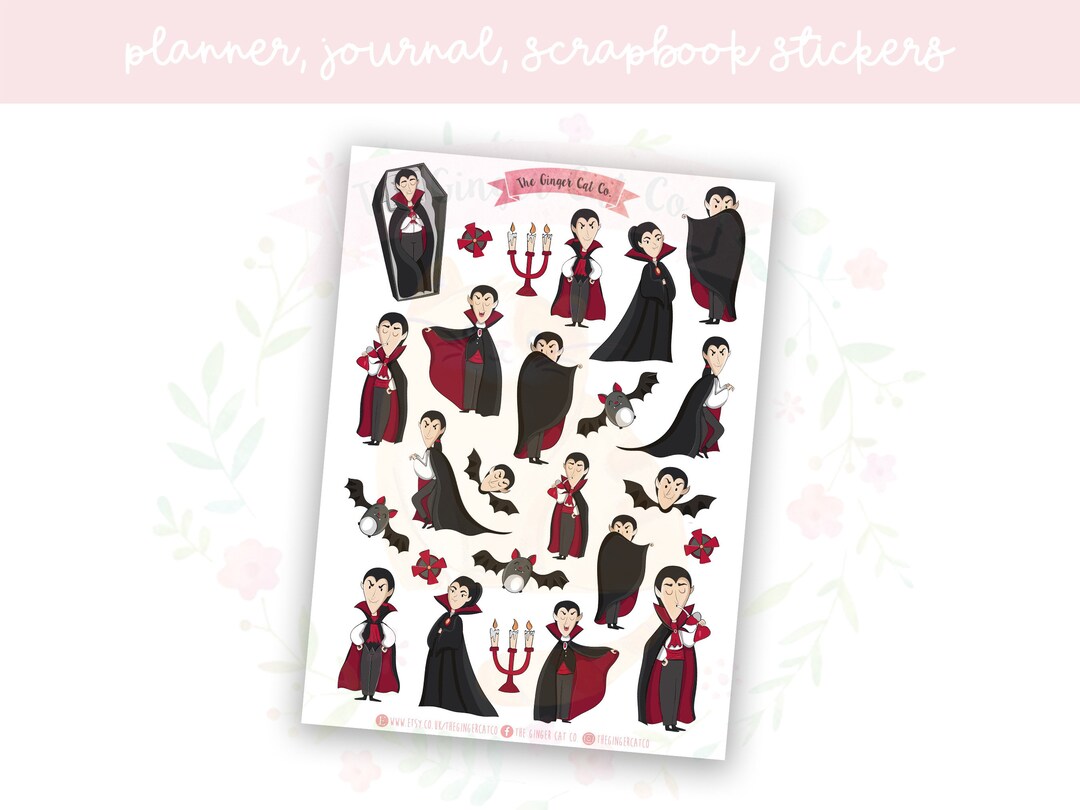 Vampire Planner Sticker Sheet | Decorative Stickers | Journal Stickers ...