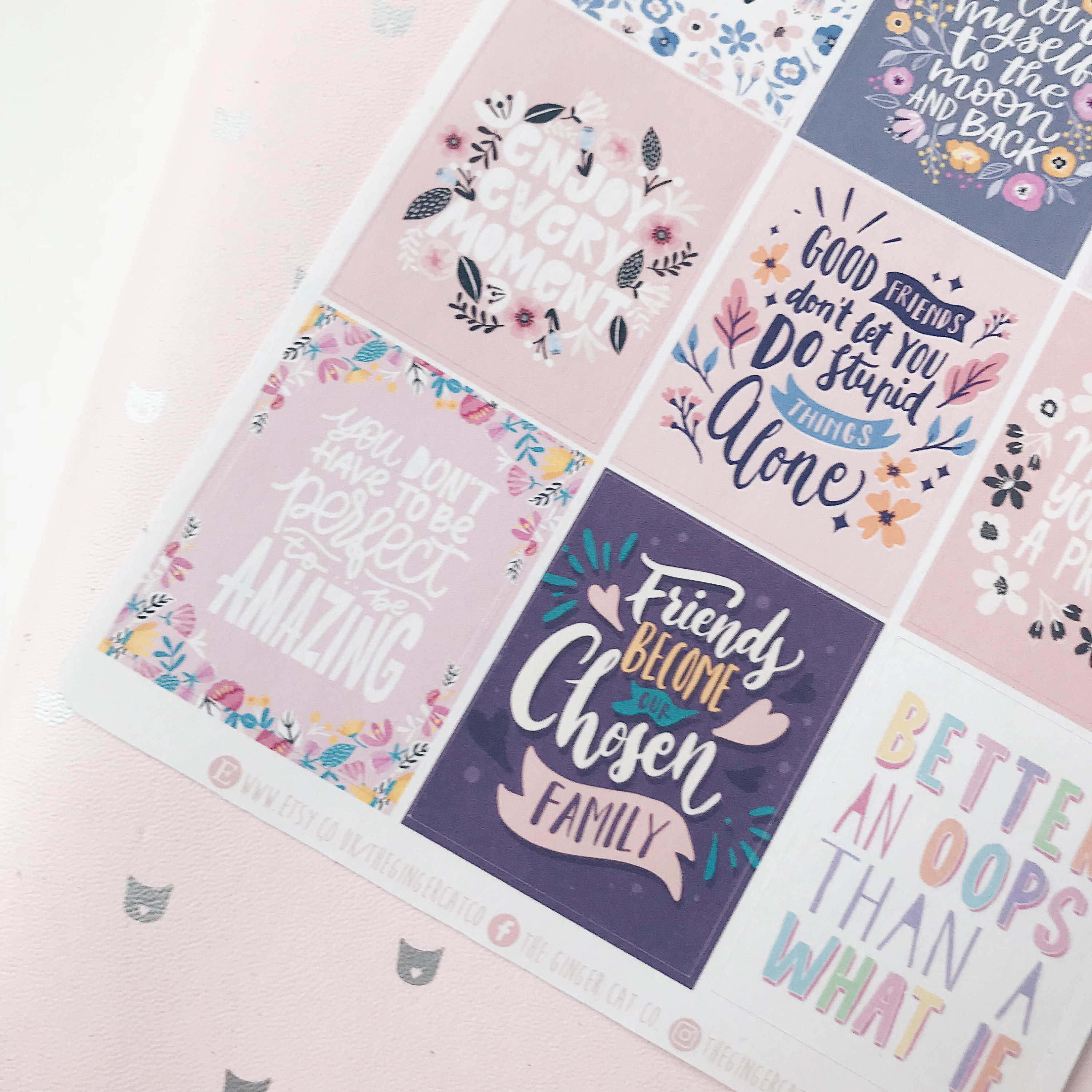 Purple & Pink Inspirational Quote Full Box Stickers | Etsy