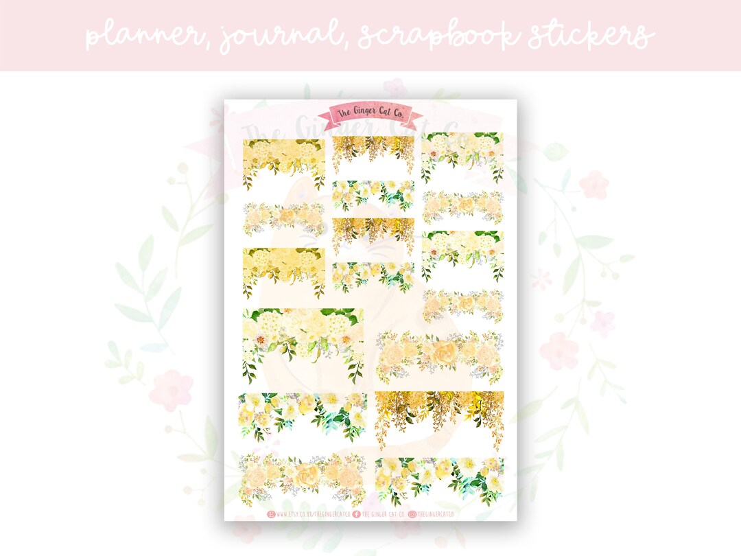 Yellow Floral Headers Decorative Planner, Journaling, Scrapbook ...