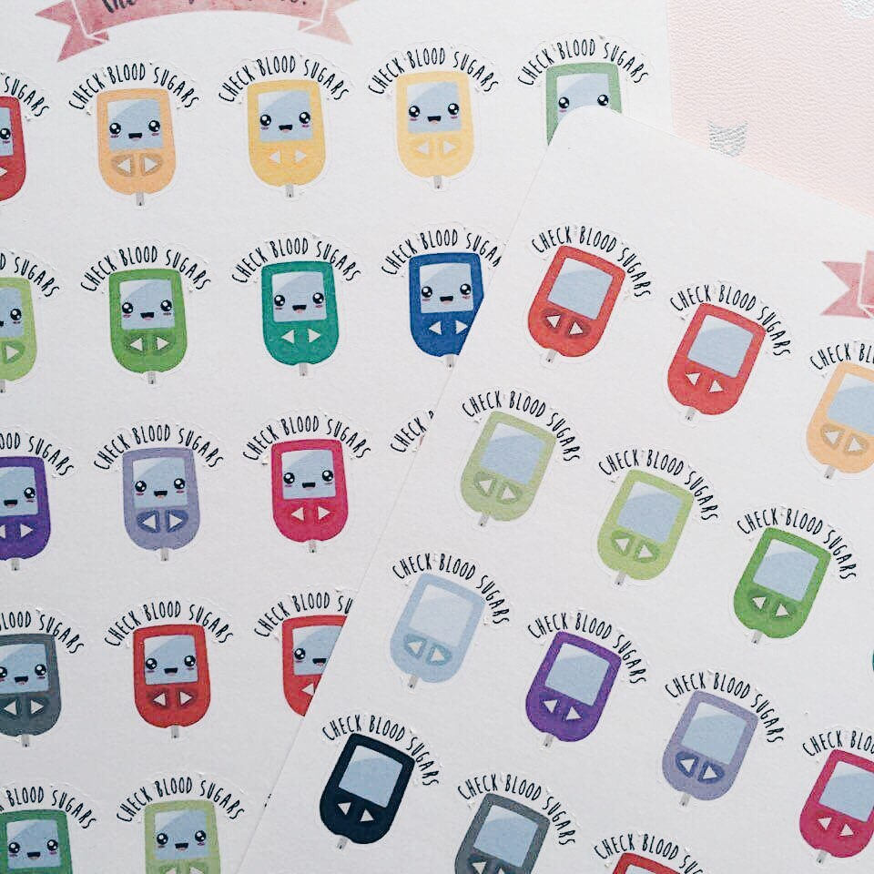 Diabetes/Check Blood Sugars Kawaii Planner Stickers | Etsy