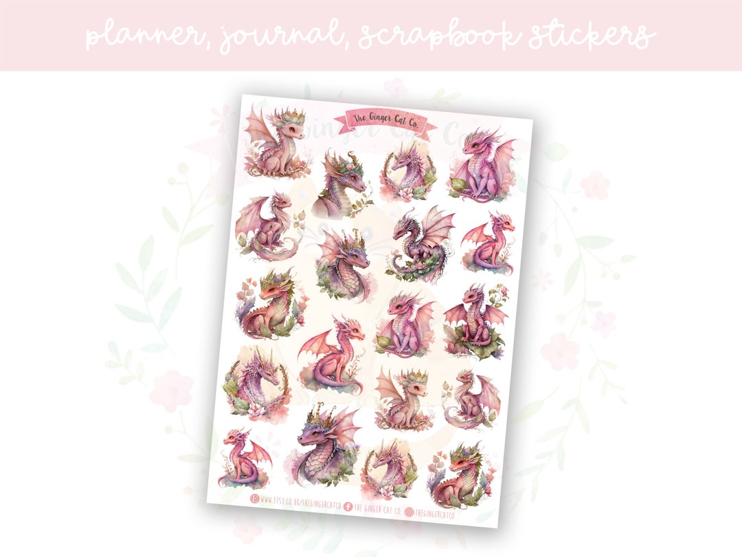 Watercolour Pink Dragon Set 1 Decorative Journal, Scrapbook, Planner ...
