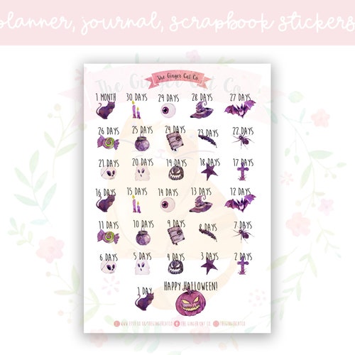 Halloween Witch Countdown Planner Journaling Scrapbook - Etsy