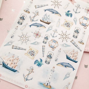 Watercolour Nautical Decorative Planner, Journaling, Scrapbook Stickers ...