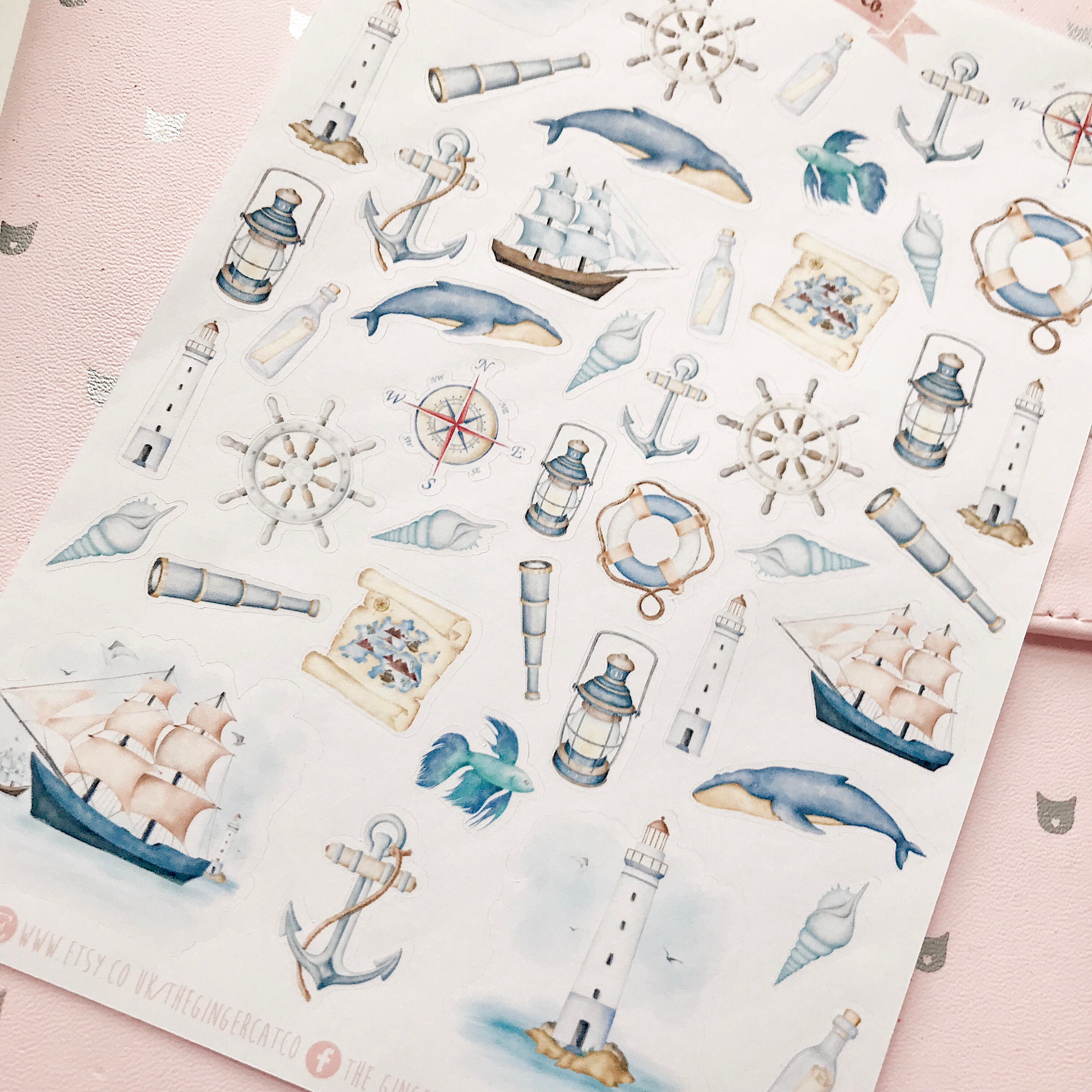 Watercolour Nautical Planner Sticker Sheet | Decorative Stickers ...