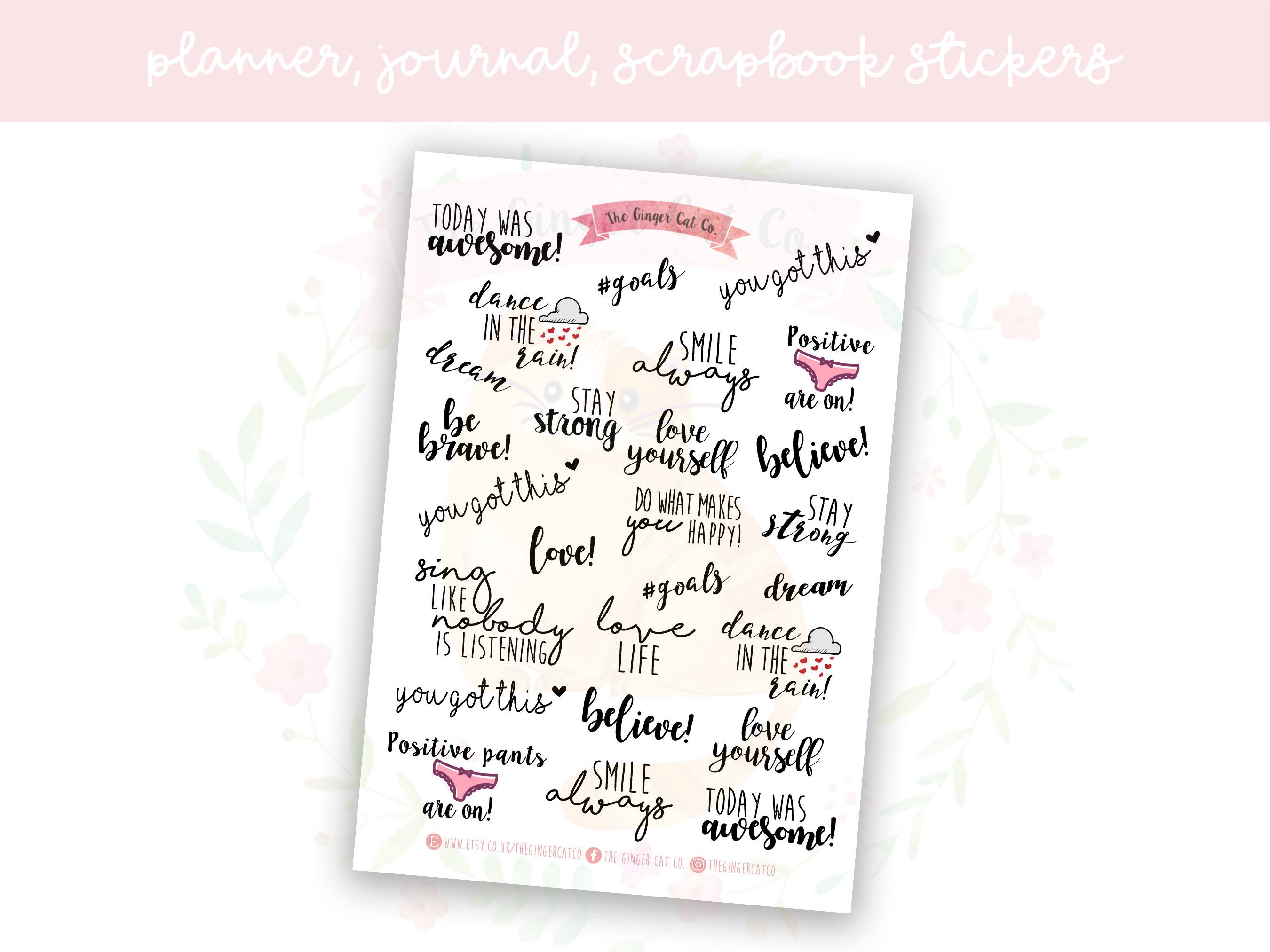 Positive Inspirational Quotes Script Planner Journaling - Etsy