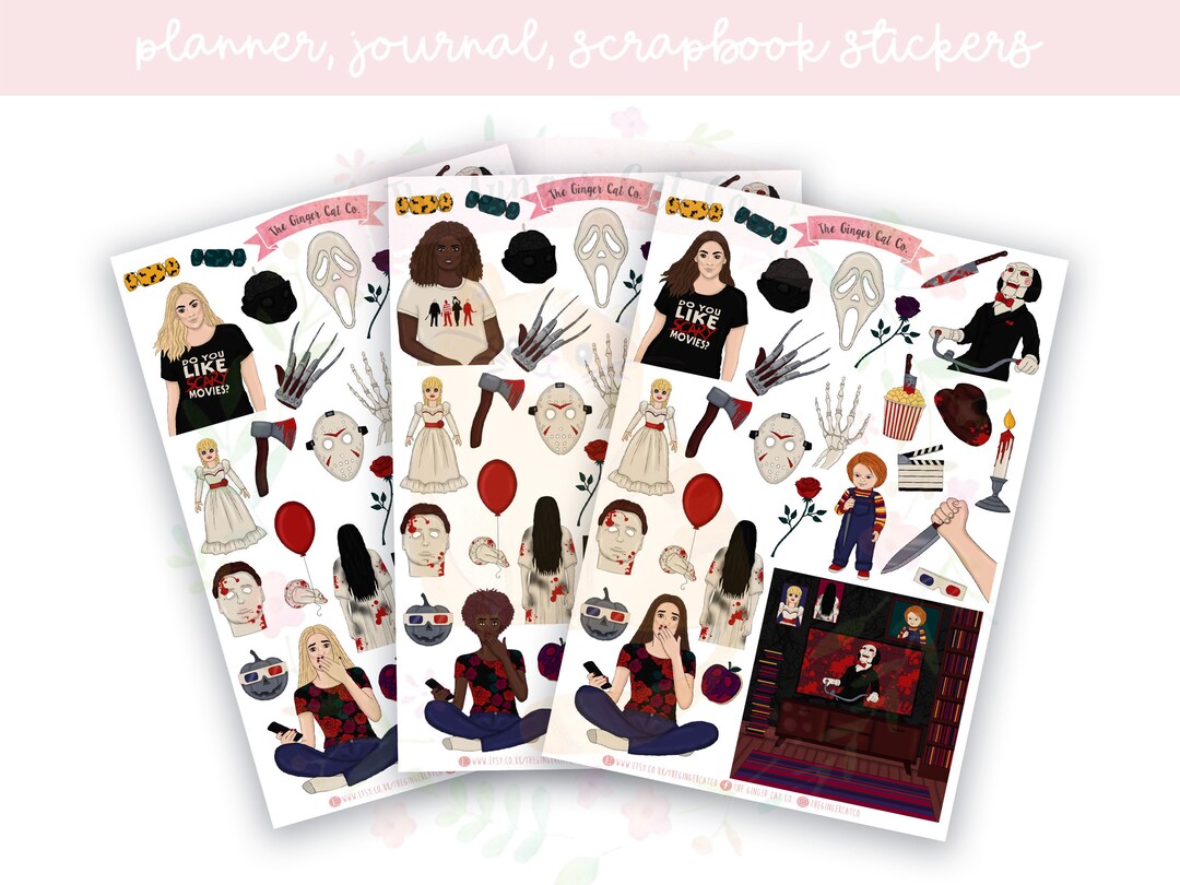 Horror Movie Night Planner Sticker Sheet | Decorative Stickers ...