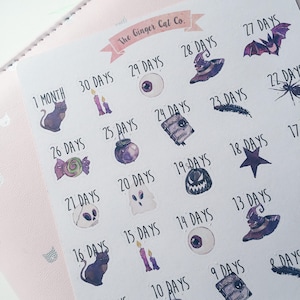 Halloween Witch Countdown Planner, Journaling, Scrapbook Stickers - Etsy