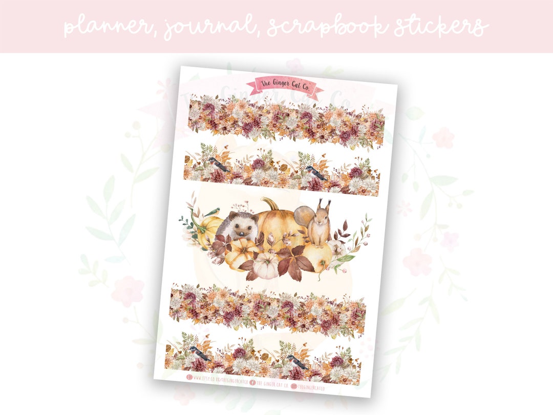 Extra Large Autumn Floral Borders Planner Sticker Sheet | Decorative ...