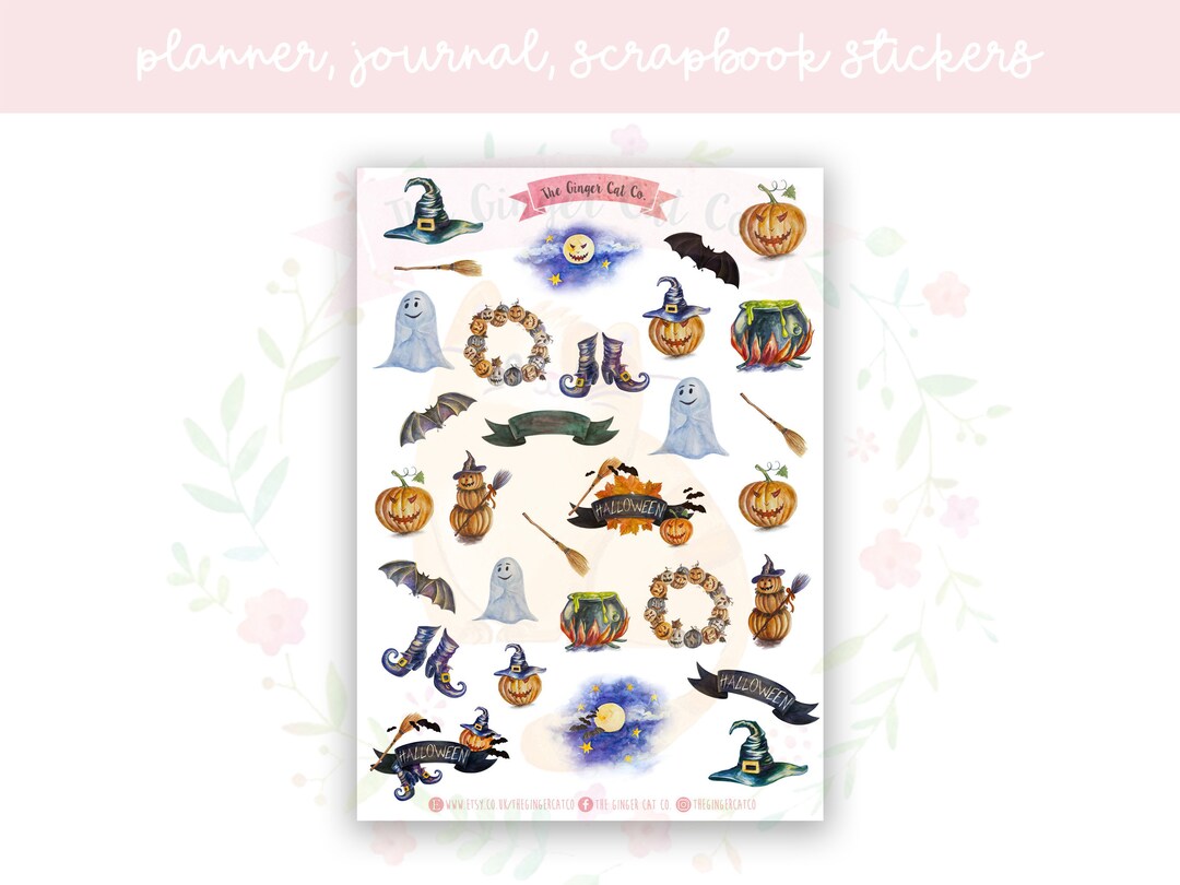 Spooky Halloween Planner Sticker Sheet | Decorative Stickers | Journal ...