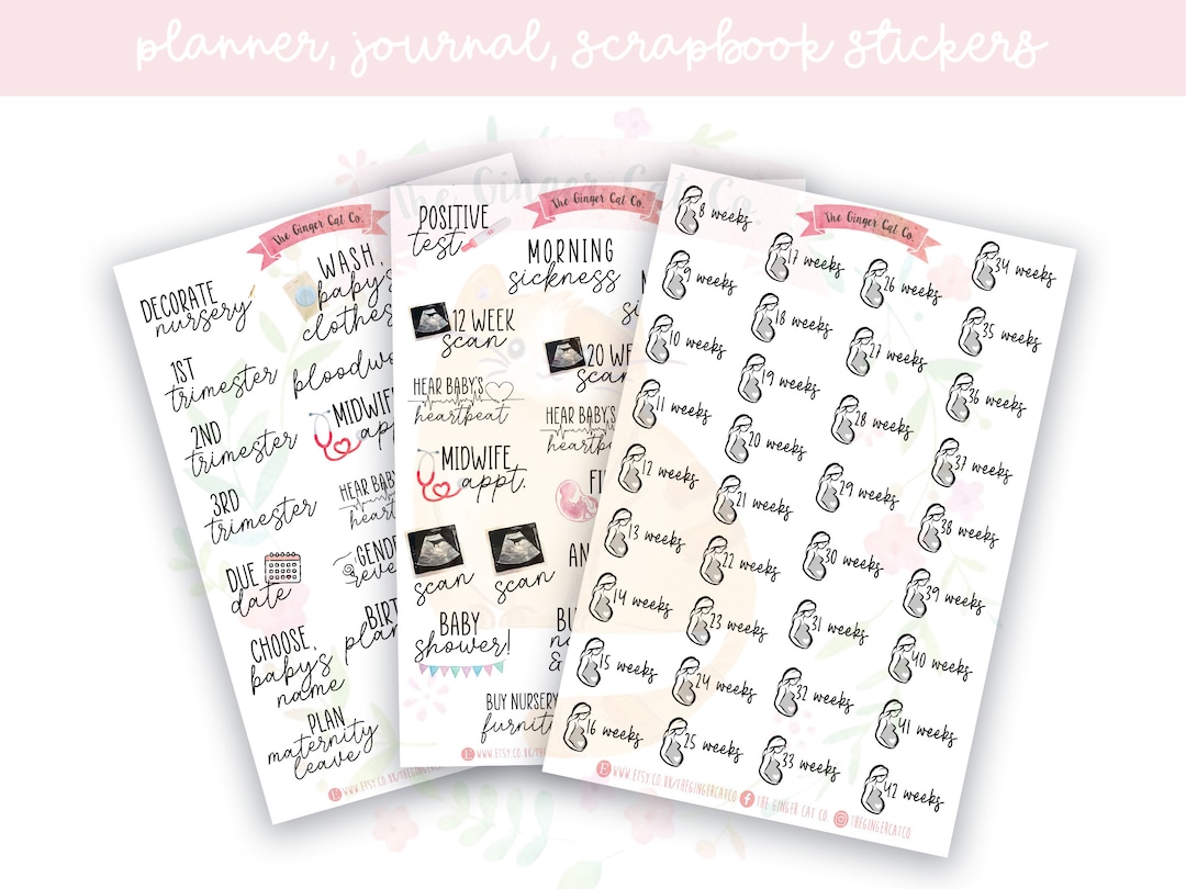 Simple Pregnancy Weeks Tracker Bundle, Pregnancy Milestones, Baby ...