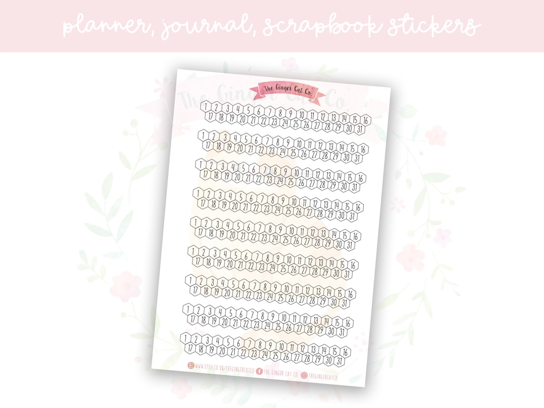Monthly Hexagonal Trackers Planner, Journaling, Scrapbook Stickers - Etsy