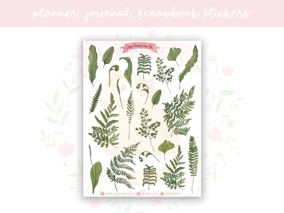 Ferns & Leaves Planner Sticker Sheet | Decorative Stickers | Journal ...