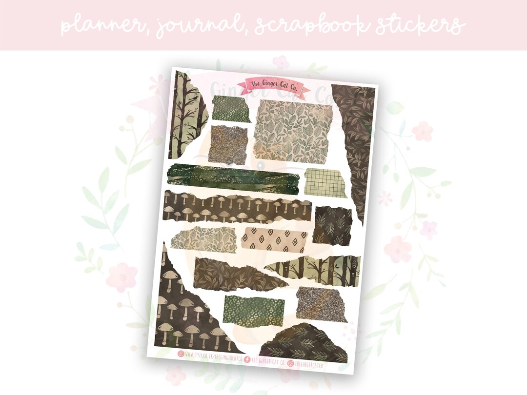 Earthy Torn Paper Decorative Journal, Scrapbook, Planner Stickers - Etsy