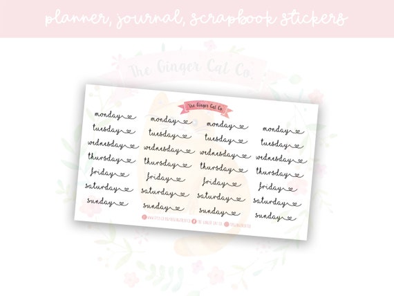 Days of the Week Script Planner Journaling Scrapbook - Etsy