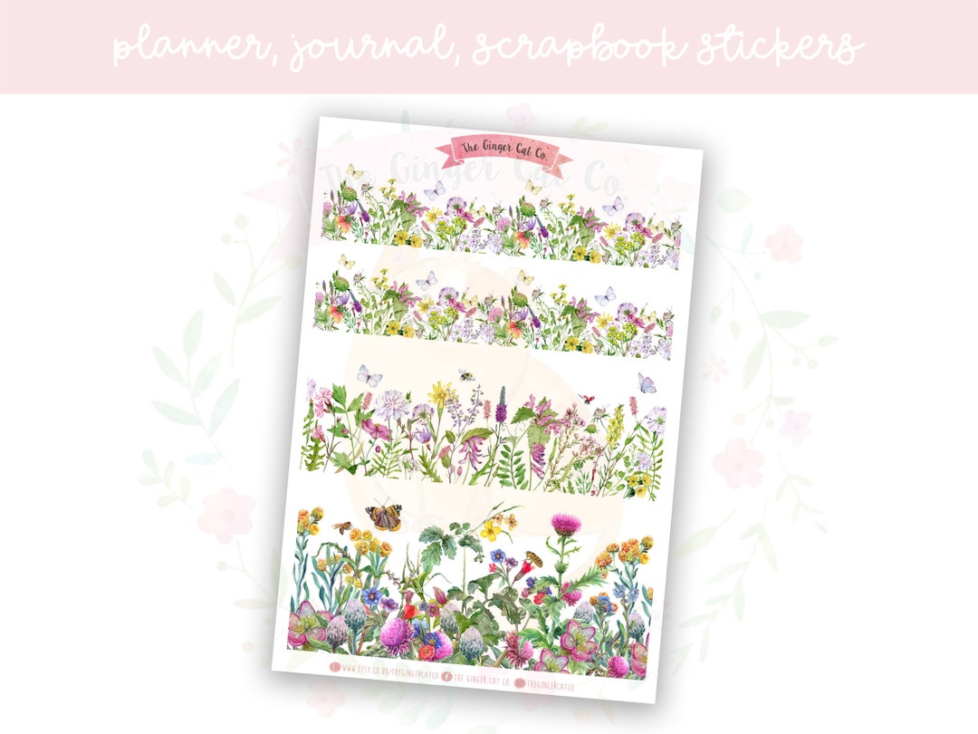 Extra Large Wildflower Border Planner Stickers | Floral Journal ...