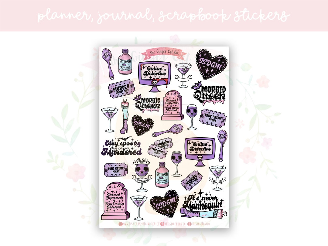 Pastel True Crime Planner Sticker Sheet | Decorative Stickers | Journal ...