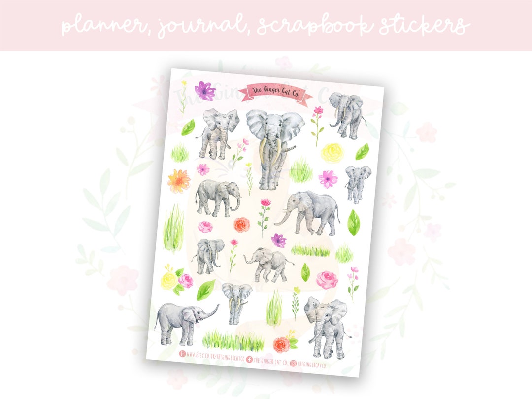 Watercolour Elephants Planner Sticker Sheet | Decorative Stickers ...