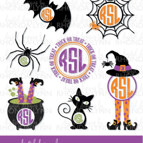 Halloween Svg Halloween Monogram Frames Svg Dxf Eps Candy | Etsy
