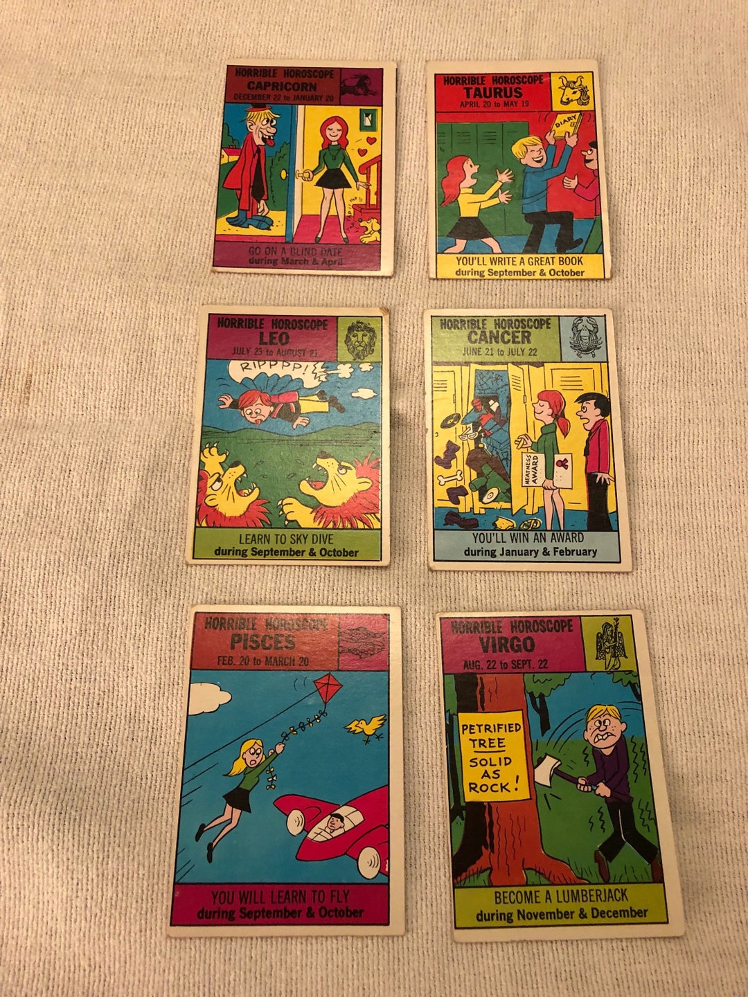 1966 Horrible Horoscope Trading Cards: Vintage Zodiac Collectibles - Etsy