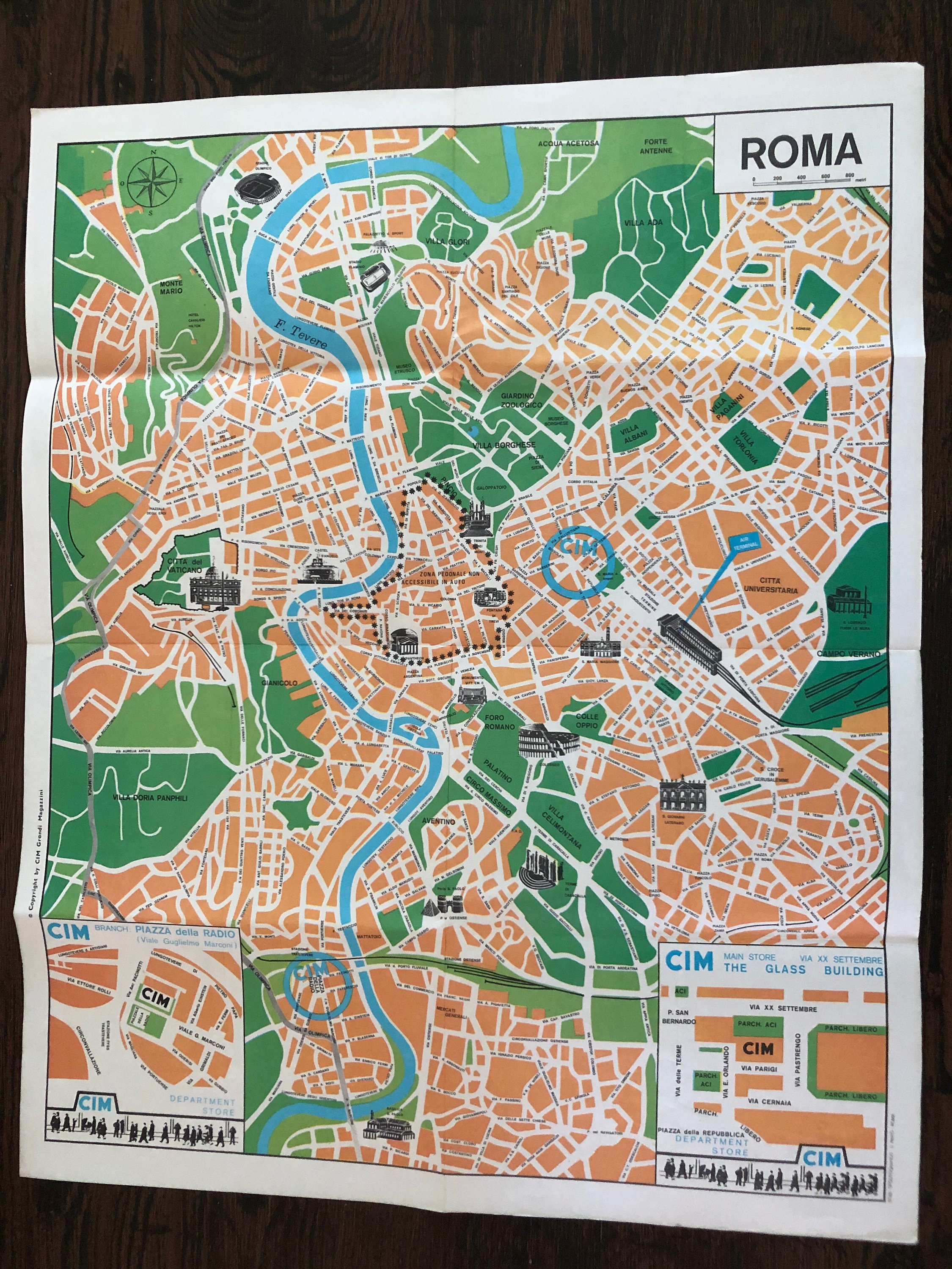 Drawing & Illustration vintage Rome Italy souvenir shopping map vintage ...