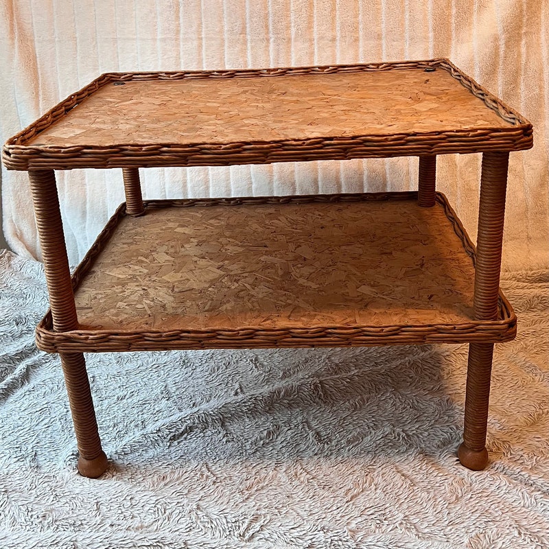 Rattan End Table - Etsy