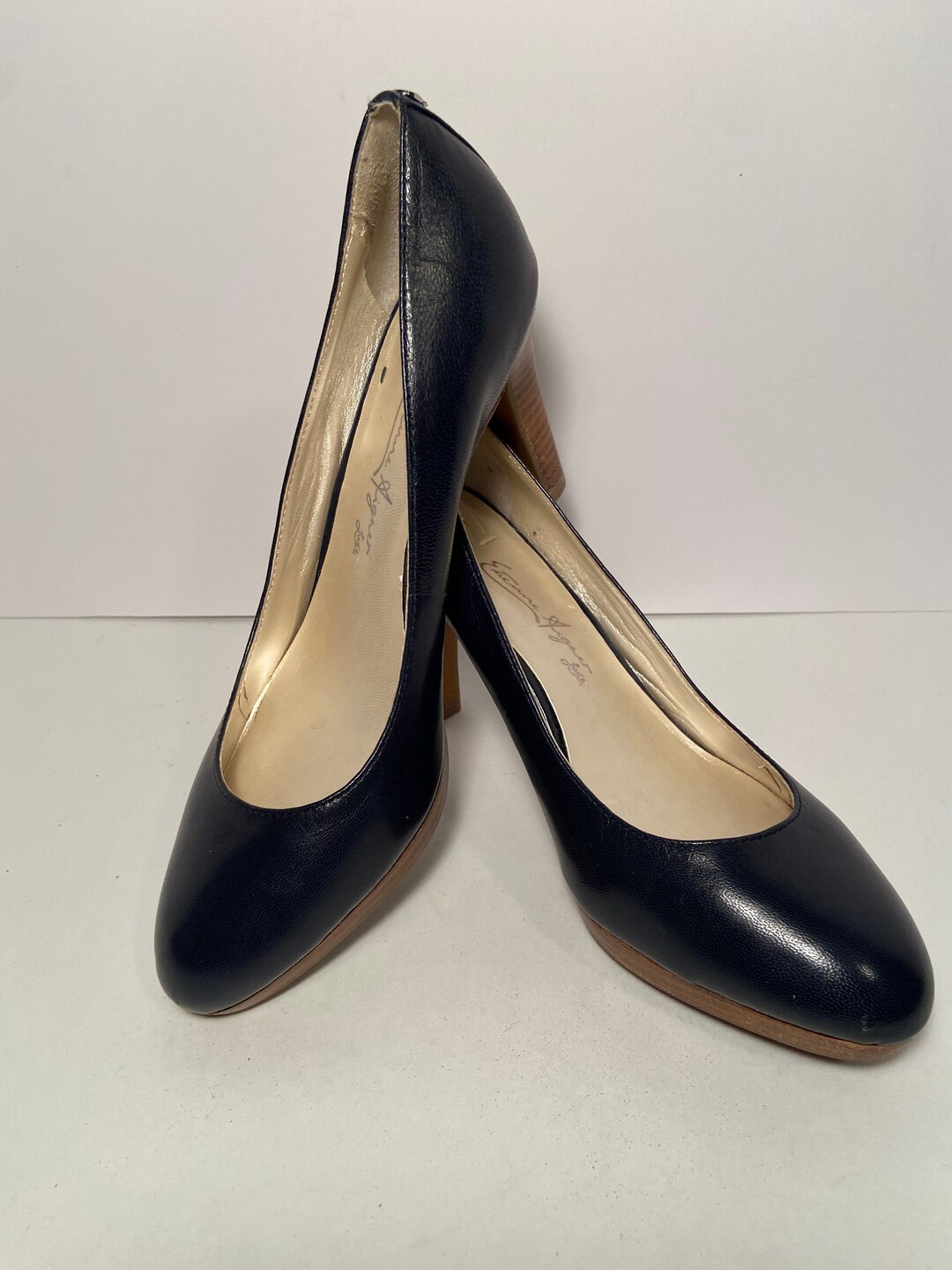 Vintage Navy Blue Etienne Aigner Leather Pumps / Designer Womens Shoes ...