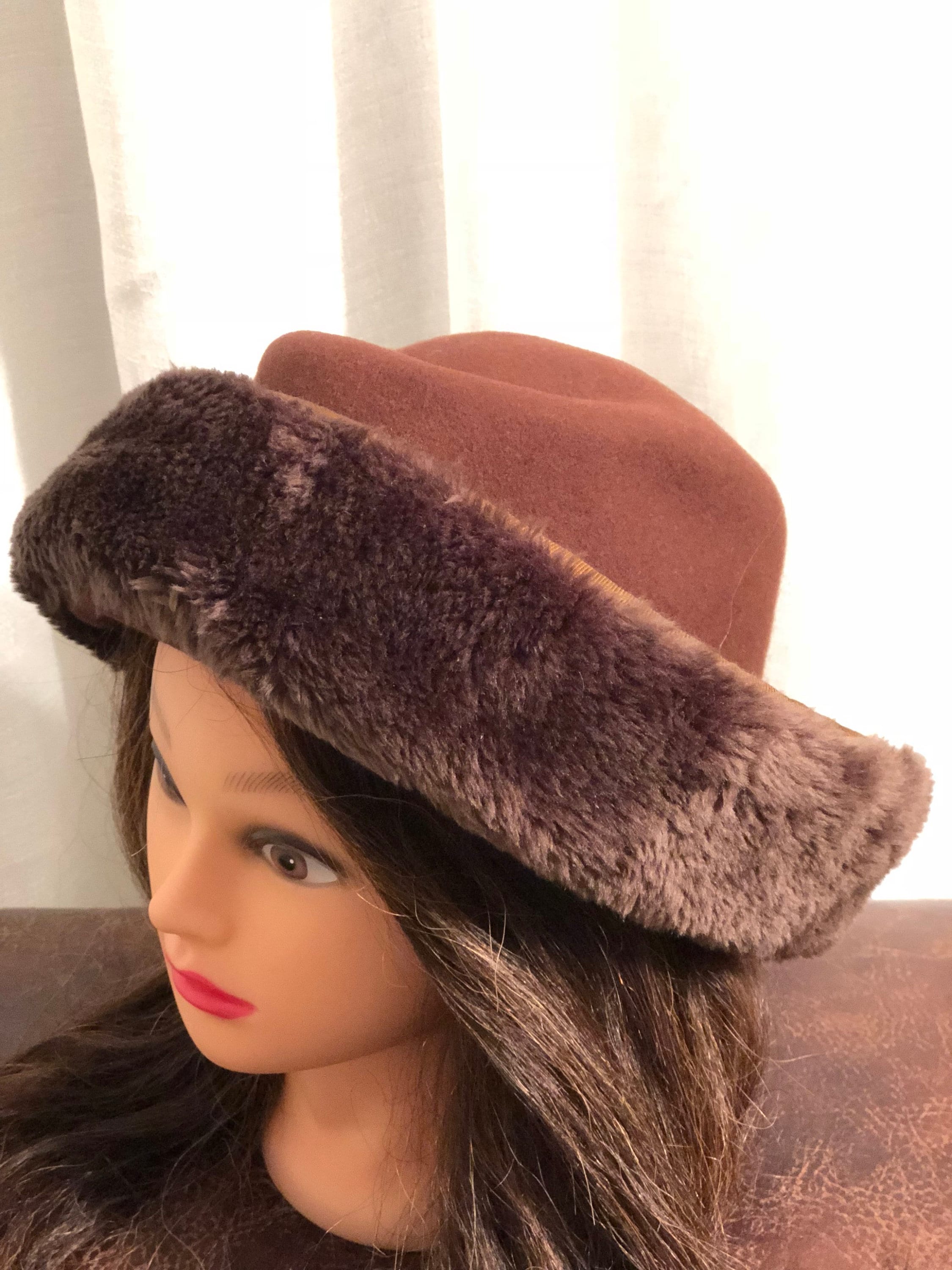 Ladies Vintage Hat / ARLIN Fur Trimmed / Ladies Brown Vintage | Etsy