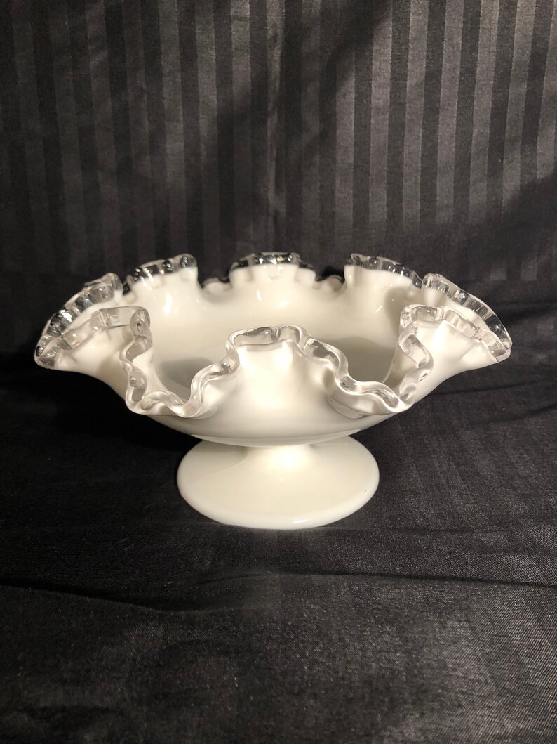 Vintage Fenton Milk Glass Large Candy Dish/ Bowl - Etsy