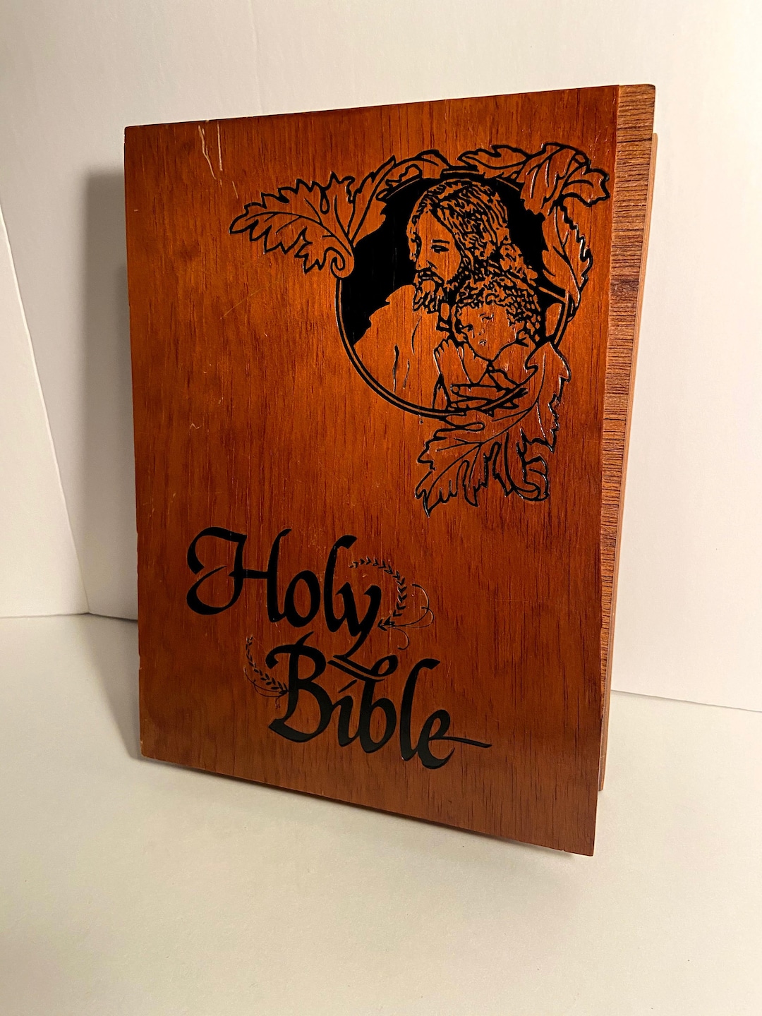Vintage Wood Veneer Holy Bible Case / Religious Home Decor - Etsy