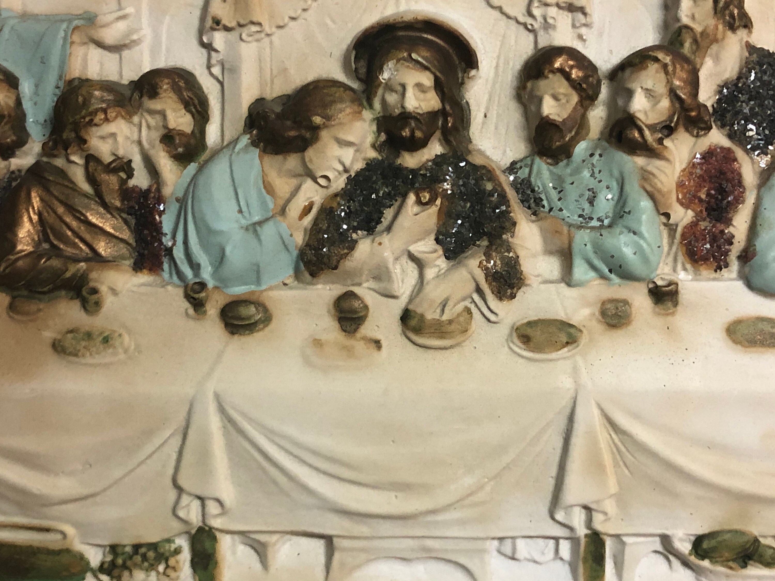 Vintage White Plaster Ceramic Last Supper Relief Plaque - Etsy