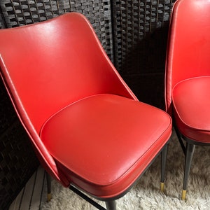 Modern Retro Vintage Red Vinyl Dining Chair Pair/ Lion Brand Products ...