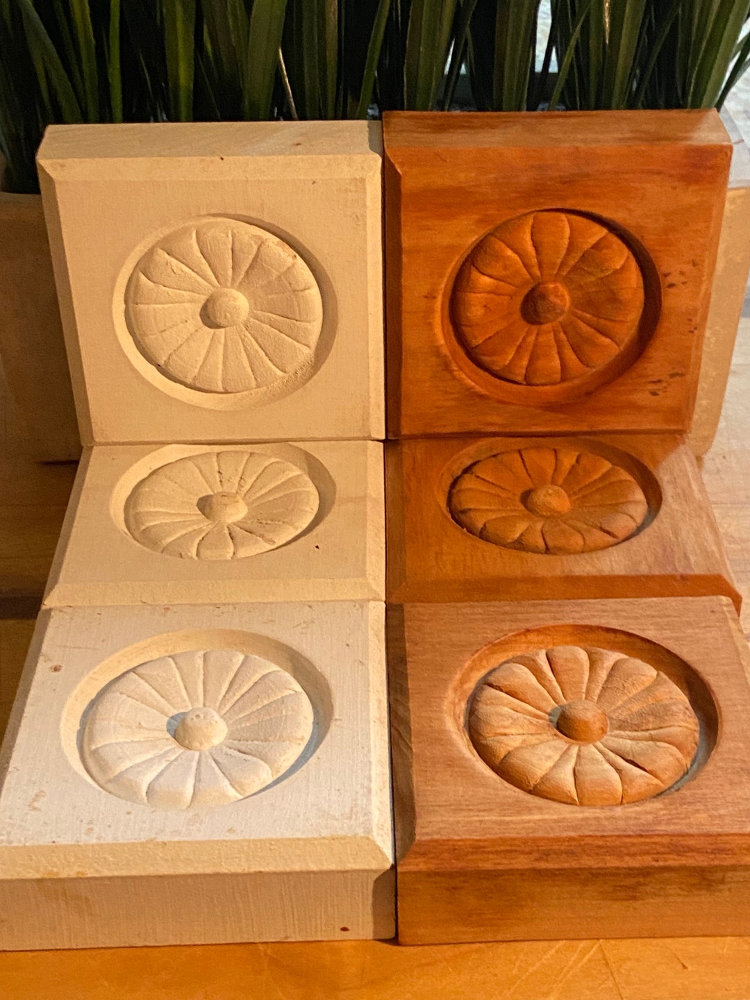 Vintage Solid Wooden Rosettes Bullseye Blocks / Window Trim 8 - Etsy