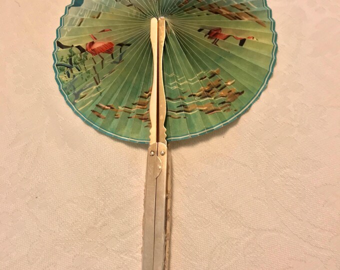 Antique Painted Paper Fan - Etsy
