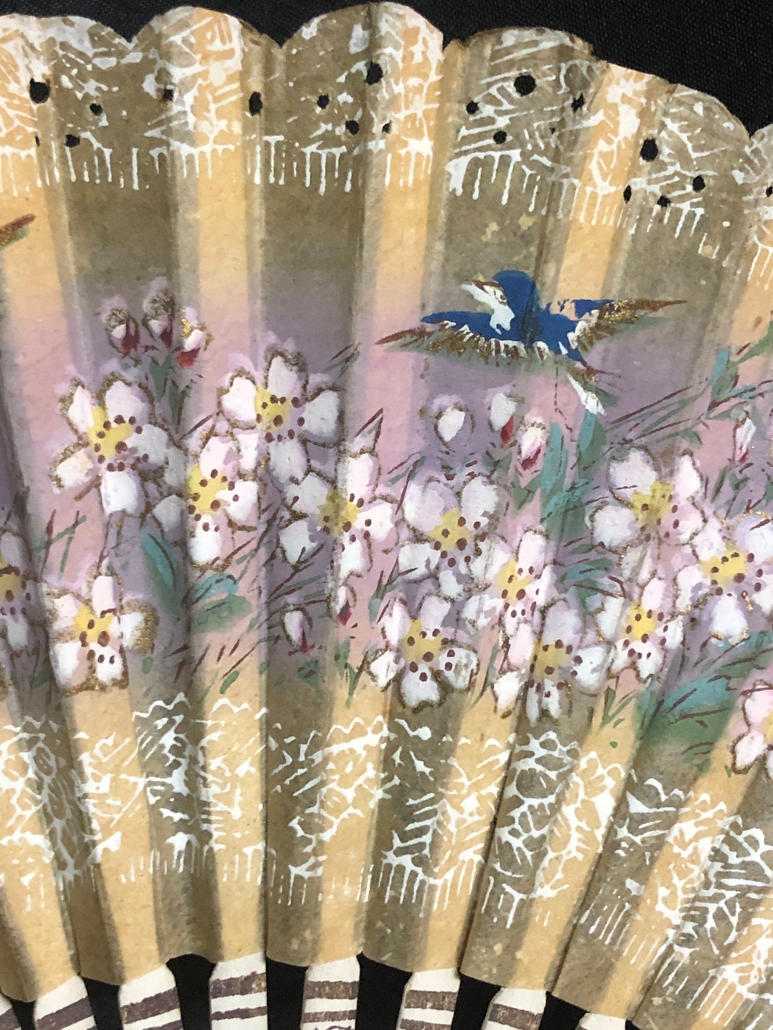 Vintage Paper Fan With Bird Design / Collectible Paper Fans / - Etsy