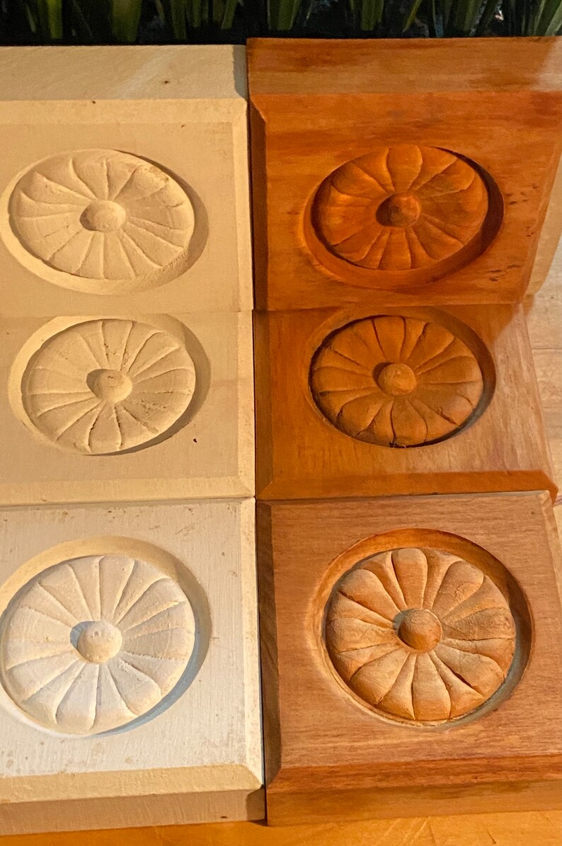 Vintage Solid Wooden Rosettes Bullseye Blocks / Window Trim 8 - Etsy
